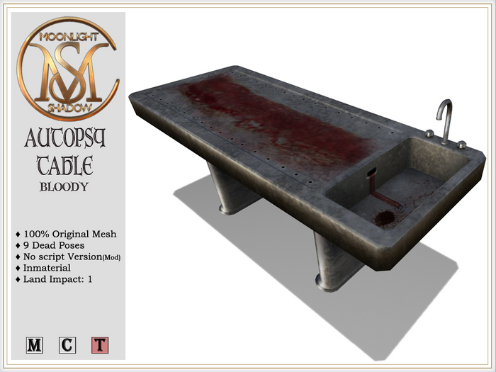 Second Life Marketplace - [MoonSha] Autopsy Table - Bloody (Boxed)